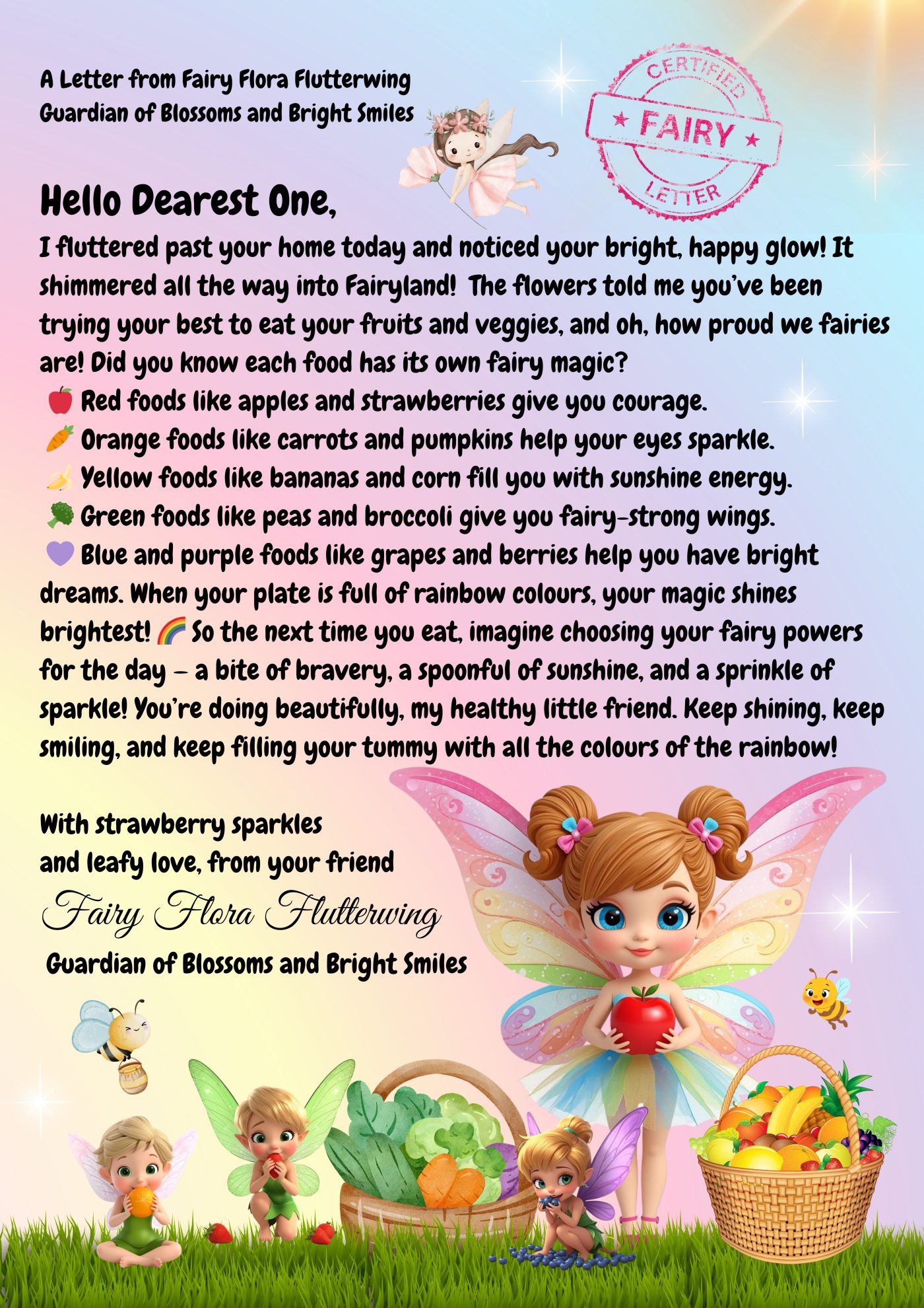Printable Fairy Letter About Healthy Eating, Instant Download PDF ...
